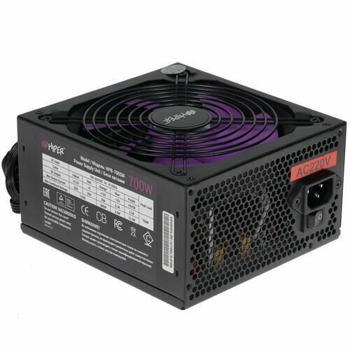 Блок питания HIPER HPB-700SM (HPB-700SM) черный - 700 Вт, 80+Bronze, EPS12V, APFC, 20 + 4 pin, 4+4 pin CPU, 6 SATA, 6+2 pin x3 PCI-E