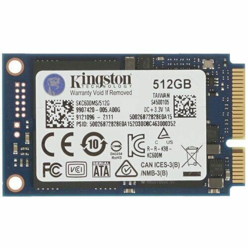 512 ГБ MSATA накопитель Kingston KC600 (SKC600MS/512G)