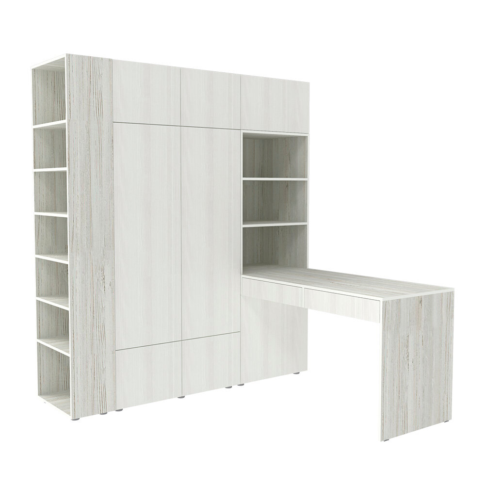 Стол письменный со стеллажом и шкафом 1765 Винтерберг Белое Дерево