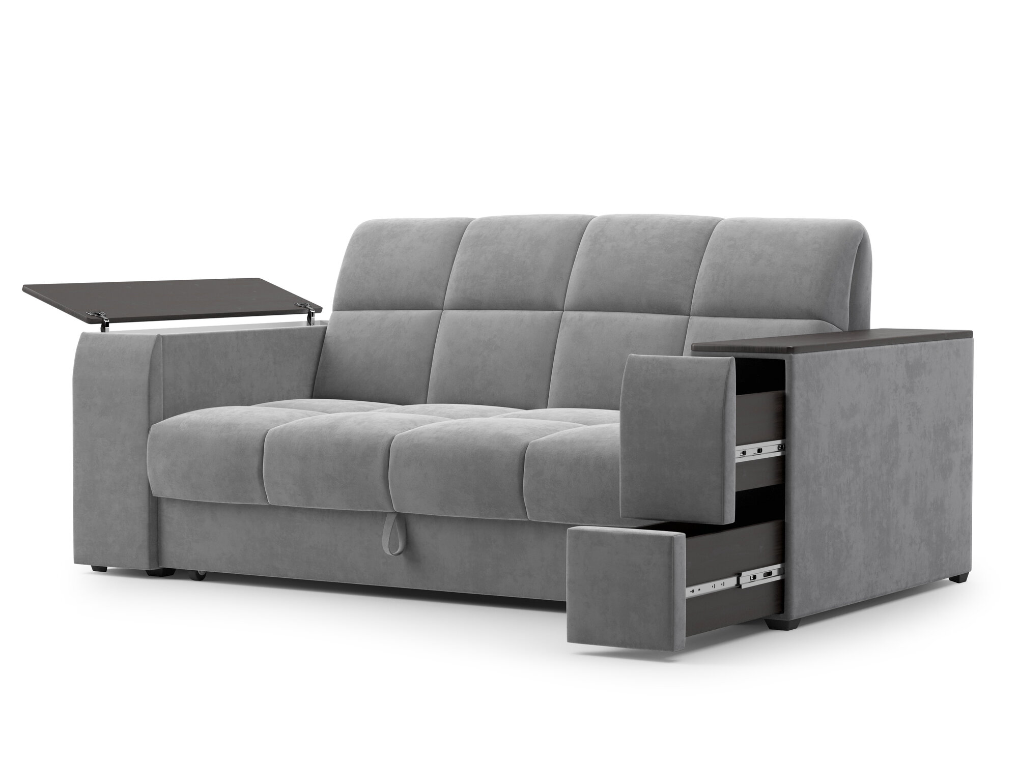 Диван-кровать Флай, аккордеон, подлокотники короб+ящики, 120*200 с ортопедическим основанием, съемный чехол, велюр.