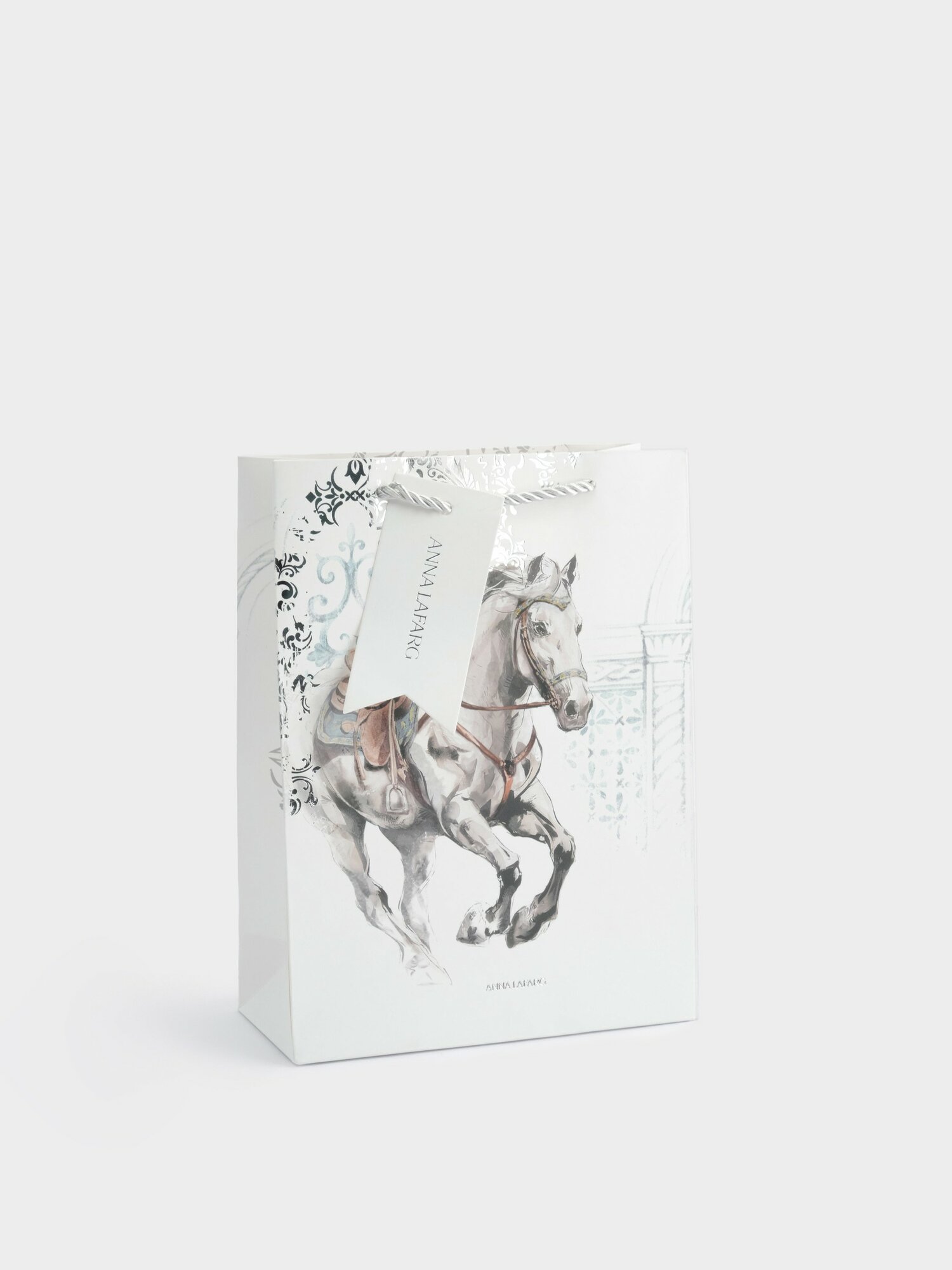 Пакет подарочный, 18✕24 см, бумага, белый, Конь, White horse (Anna Lafarg)