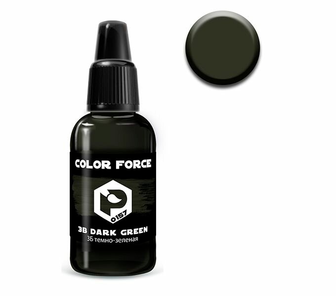 Краска для моделей Color force, водный акрил, 3Б Темно-зеленая (3B Dark green), матовая, 18 мл