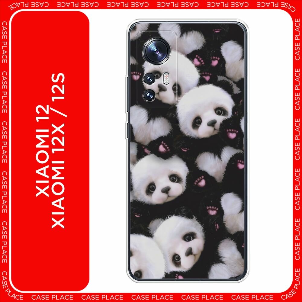 Чехол на Xiaomi 12/12X/12S / Сяоми 12/12X/12S с принтом "Море панд"