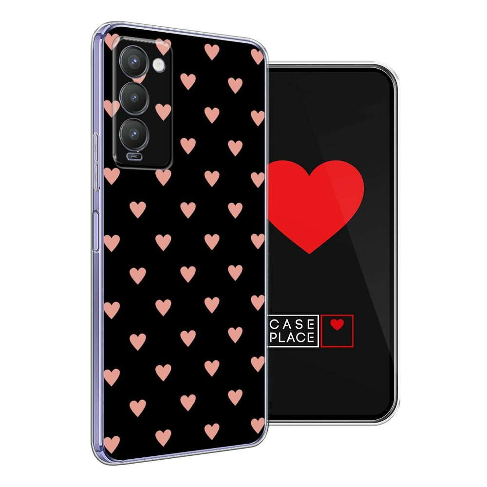 Чехол на Tecno Camon 18/18T / Текно Камон 18/18T с принтом "Розовые сердечки" — фото 1