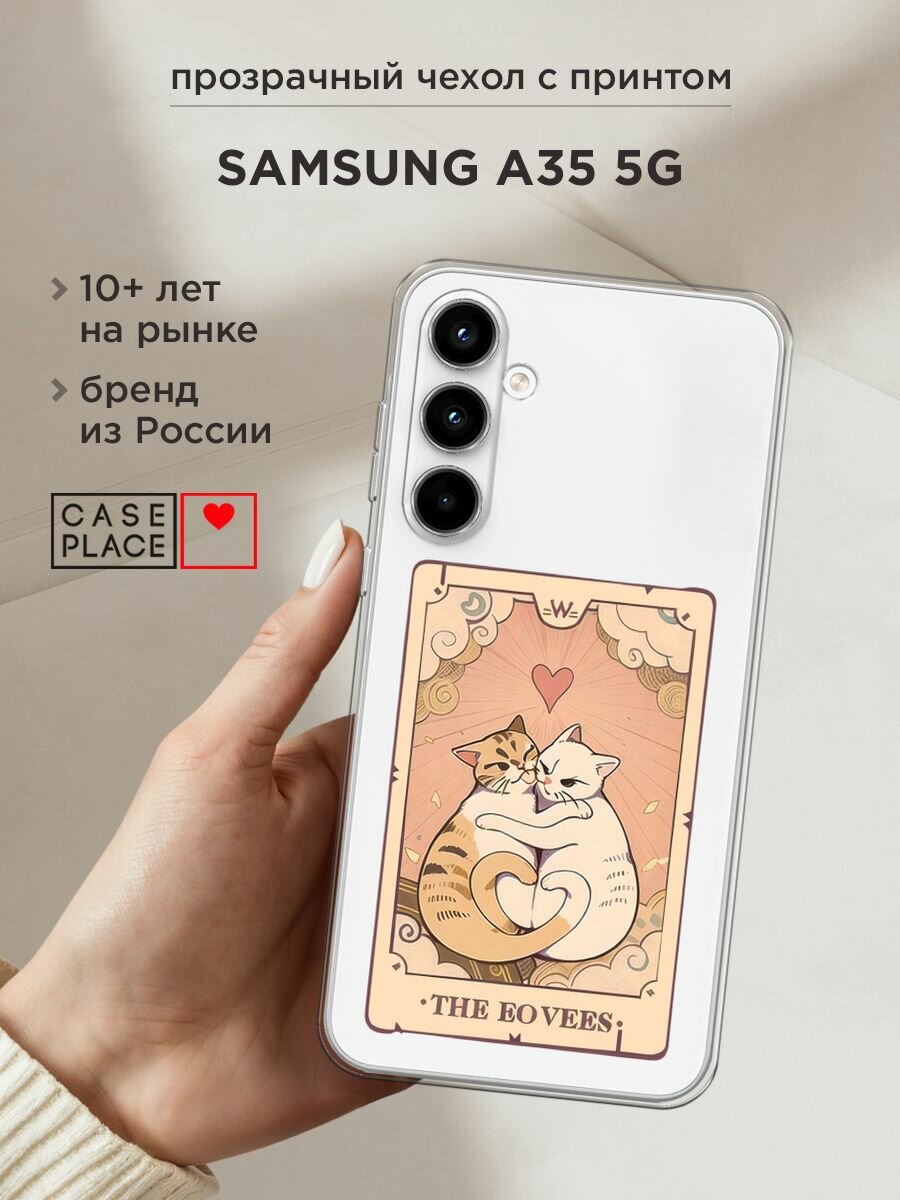 Чехол на Samsung Galaxy A35 5G / Самсунг Галакси А35 5G с принтом "The lovers cats 2 - 14 февраля", прозрачный
