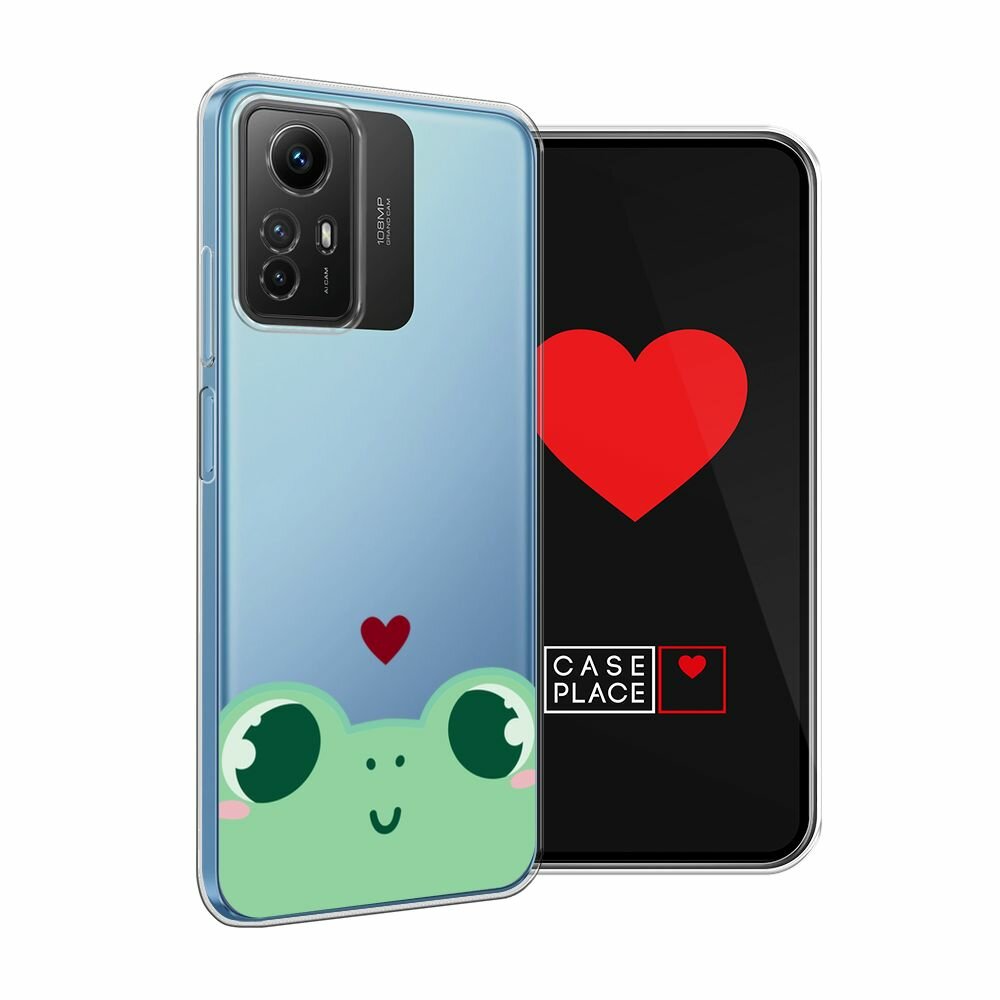 Чехол на Xiaomi Redmi Note 12S / Сяоми Редми Ноут 12S с принтом "Влюблённая лягушка - 14 февраля", прозрачный — фото 1