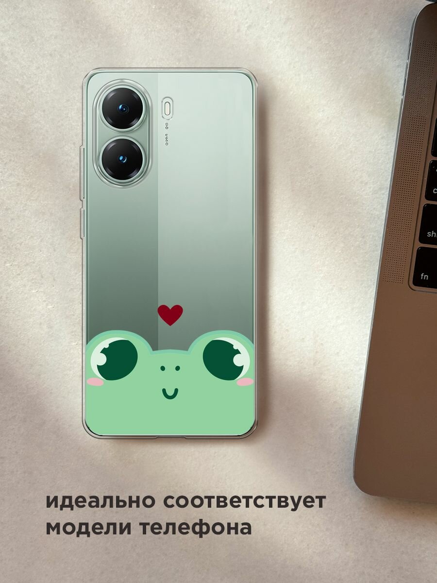 Чехол на Poco X7 Pro / Поко X7 Про с принтом "Влюблённая лягушка - 14 февраля", прозрачный — фото 1