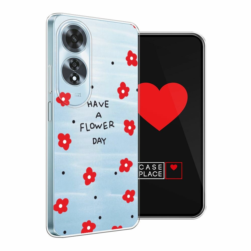 Чехол на Oppo A60 / Оппо А60 с принтом "Have a flower day 2", прозрачный — фото 1