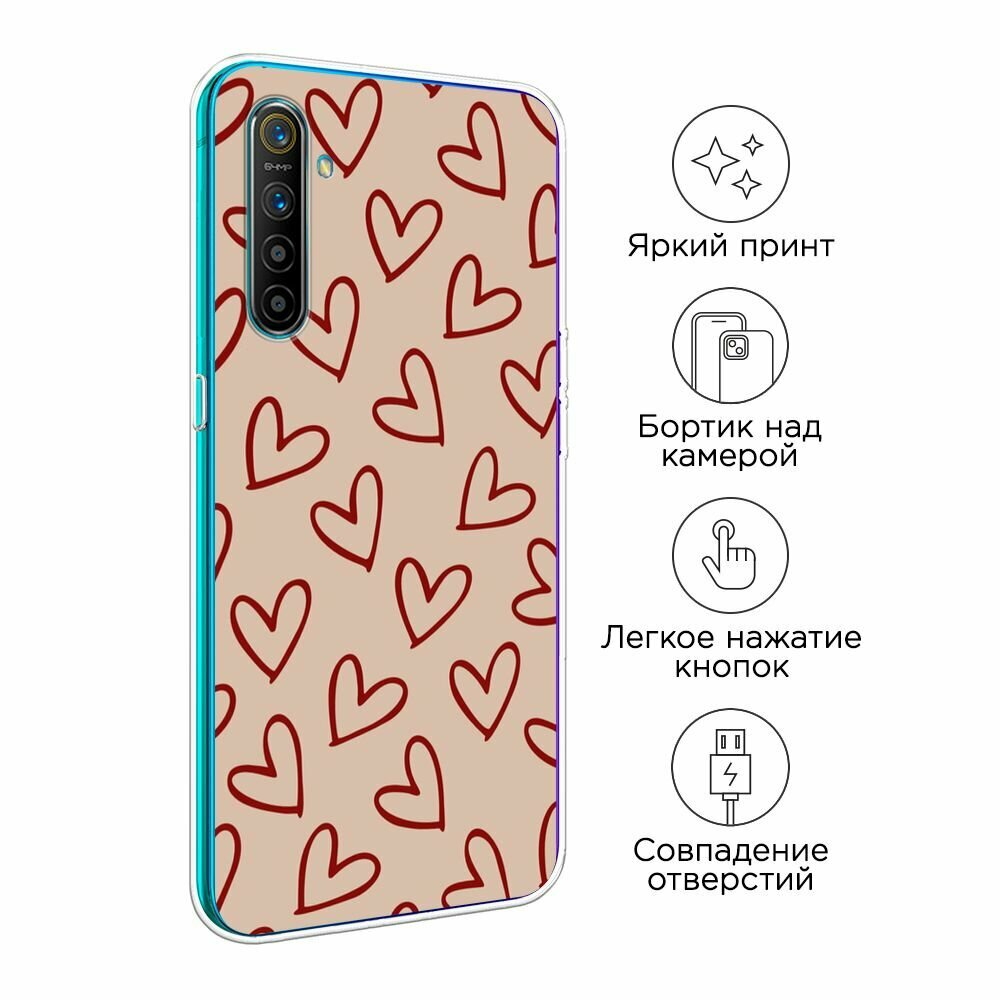 Чехол на Realme XT / Реалми XT с принтом "Little hearts doodles 1 - 14 февраля" — фото 1