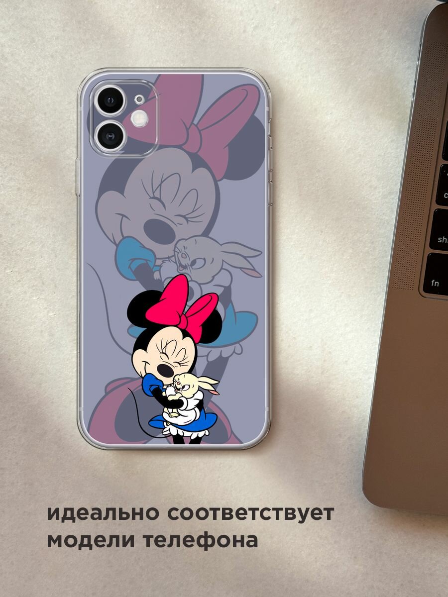 Чехол на Apple iPhone 11 / Айфон 11 с принтом "Минни с кроликом" — фото 1