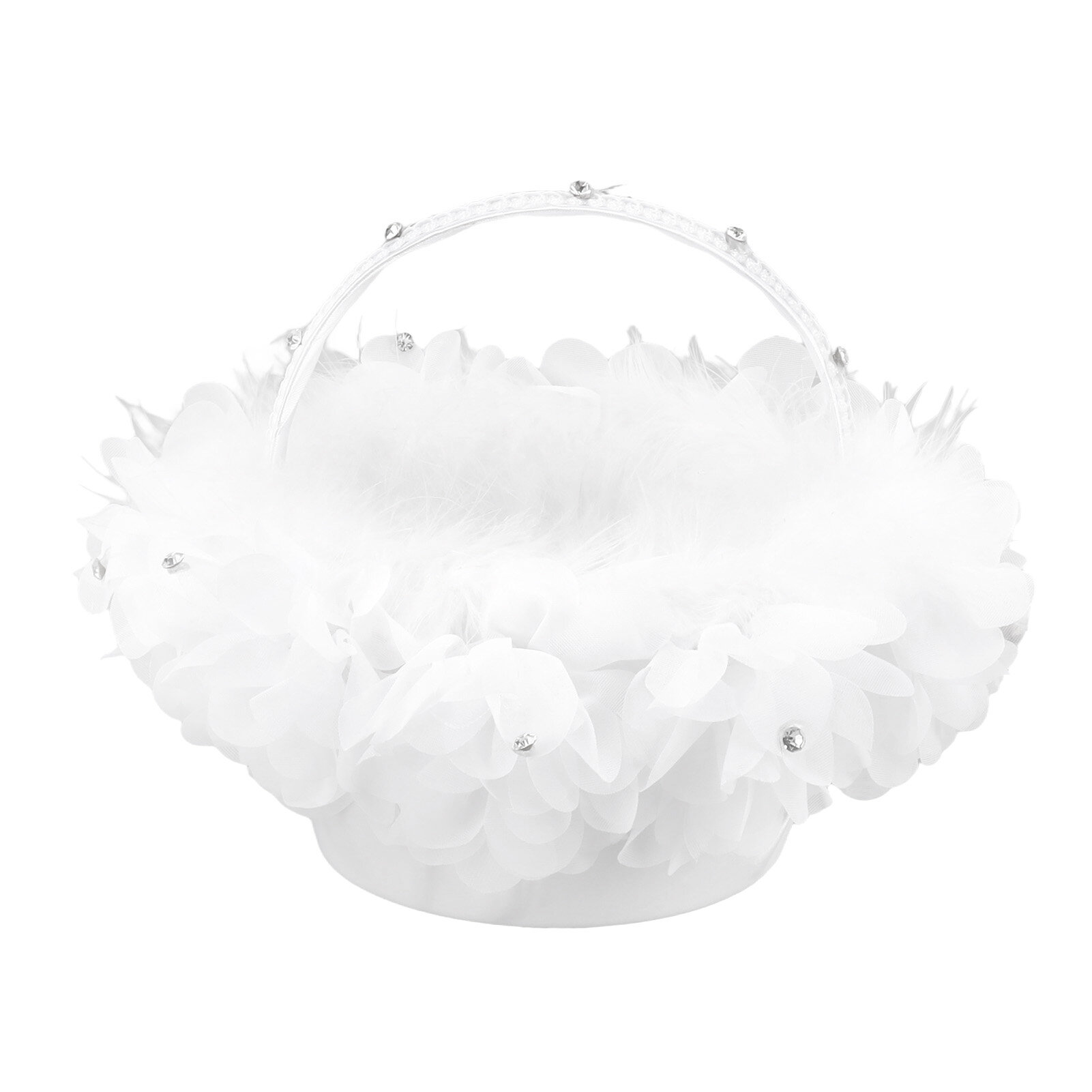 Белая цветочная девушка для корзины лепестки.