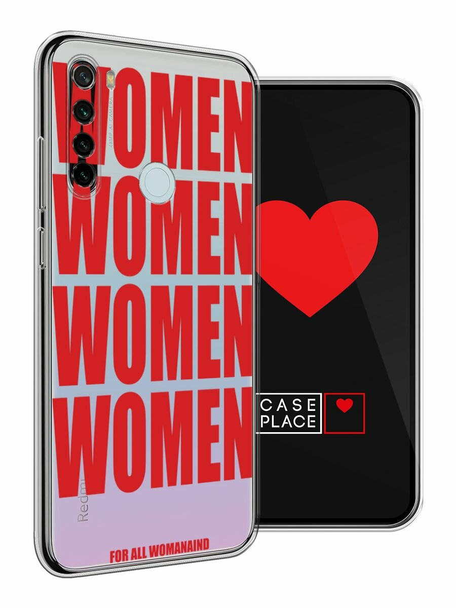 Чехол на Xiaomi Redmi Note 8T / Сяоми Редми Нот 8Т с принтом "WOMEN", прозрачный — фото 1