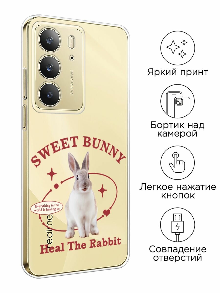 Чехол на Realme C75 4G / Реалми C75 4G с принтом "Heal the rabbit", прозрачный — фото 1