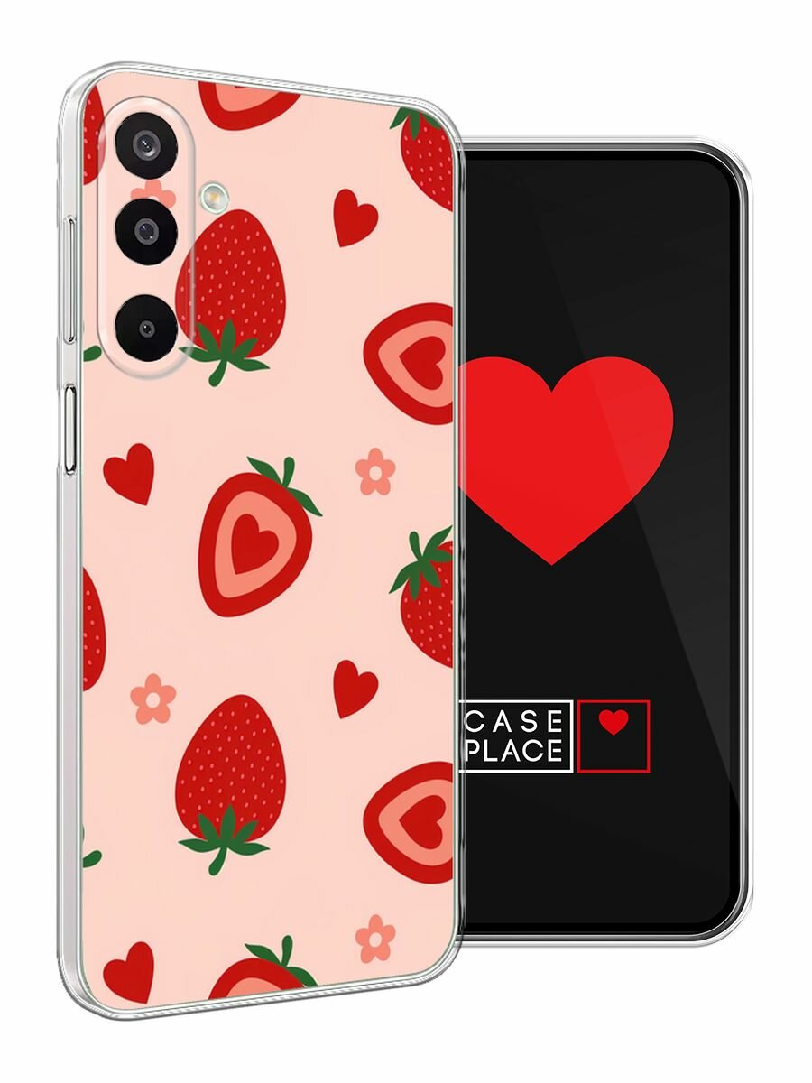 Чехол на Samsung Galaxy M16 / Самсунг Галакси М16 с принтом "Heart strawberries 1 - 14 февраля" — фото 1