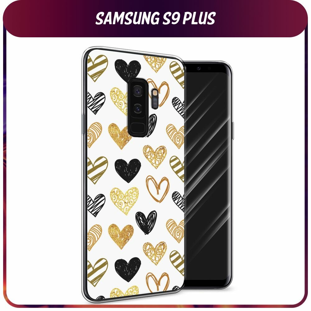 Чехол на Samsung Galaxy S9 + / Самсунг Галакси С9 Плюс с принтом фон из сердечек 2