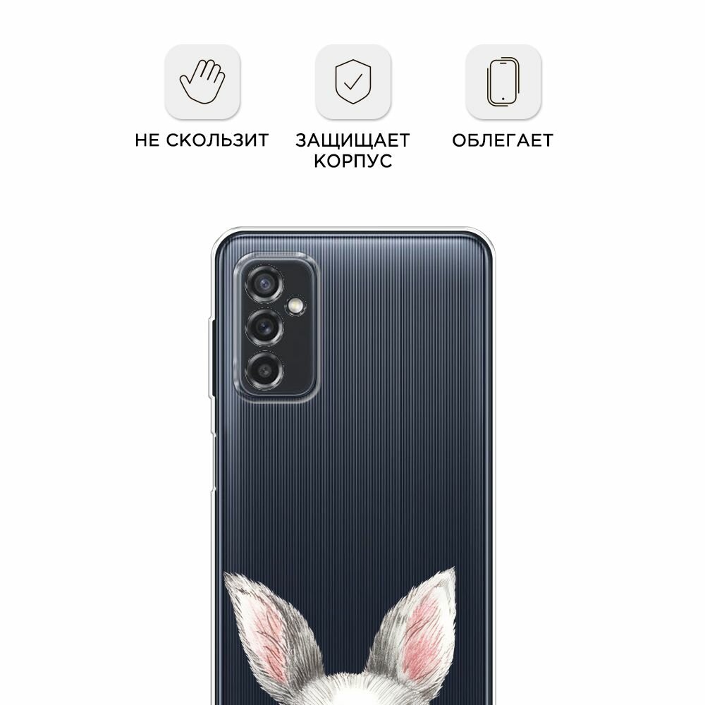 Чехол на Samsung Galaxy M52 / Самсунг Галакси M52 с принтом "Карандашный кролик 2 - 8 марта", прозрачный — фото 1
