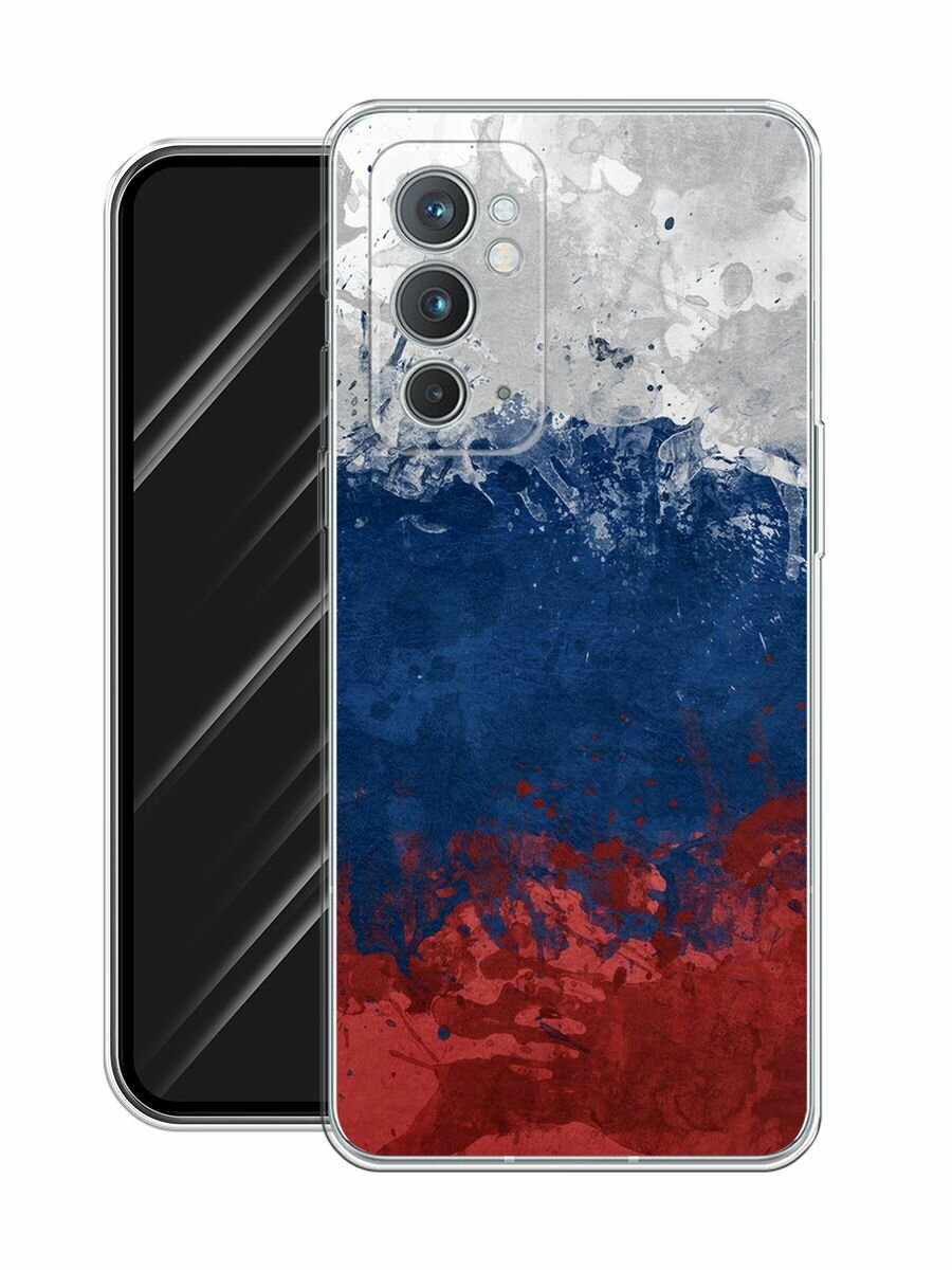 Чехол на OnePlus 9RT / ВанПлас 9RT с принтом "Флаг России неровный" — фото 1