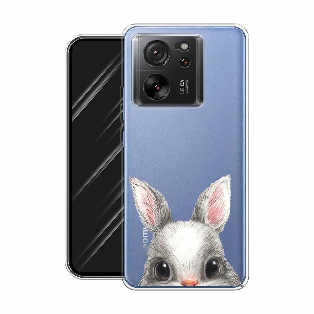 Чехол на Xiaomi 13T / Сяоми 13T с принтом "Карандашный кролик 2 - 8 марта", прозрачный — фото 1
