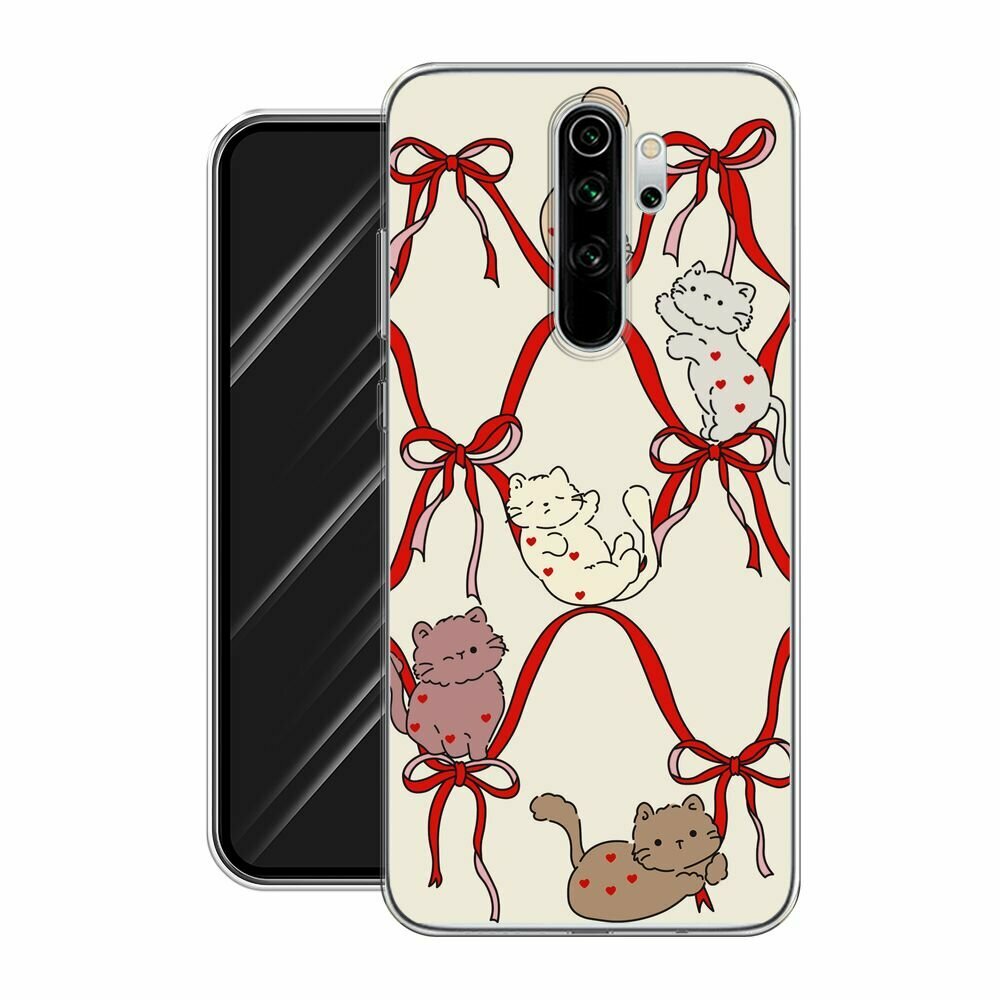 Чехол на Xiaomi Redmi Note 8 Pro / Сяоми Редми Нот 8 Про с принтом "Котики в ленточках 1" — фото 1