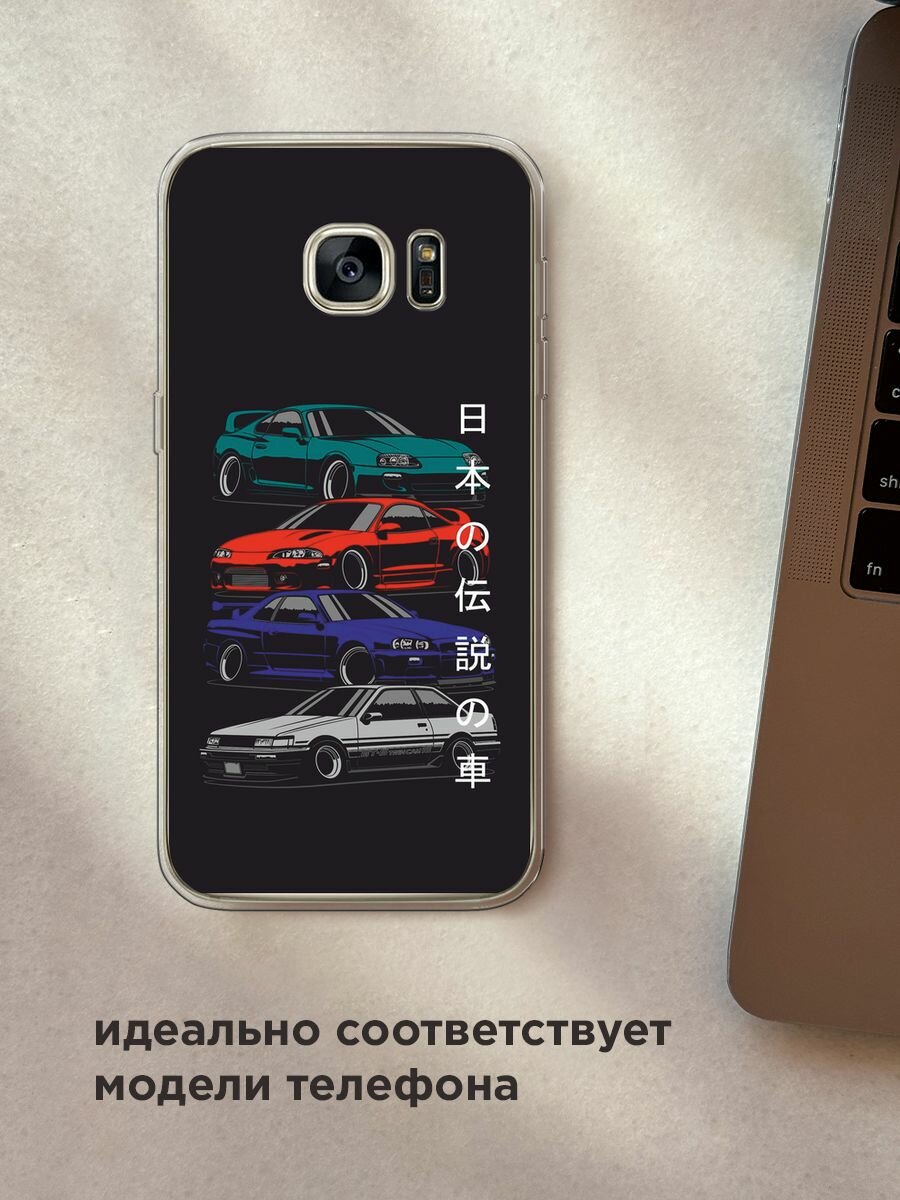 Чехол на Samsung Galaxy S7 / Самсунг Галакси С 7 с принтом "JDM Legend cars" — фото 1