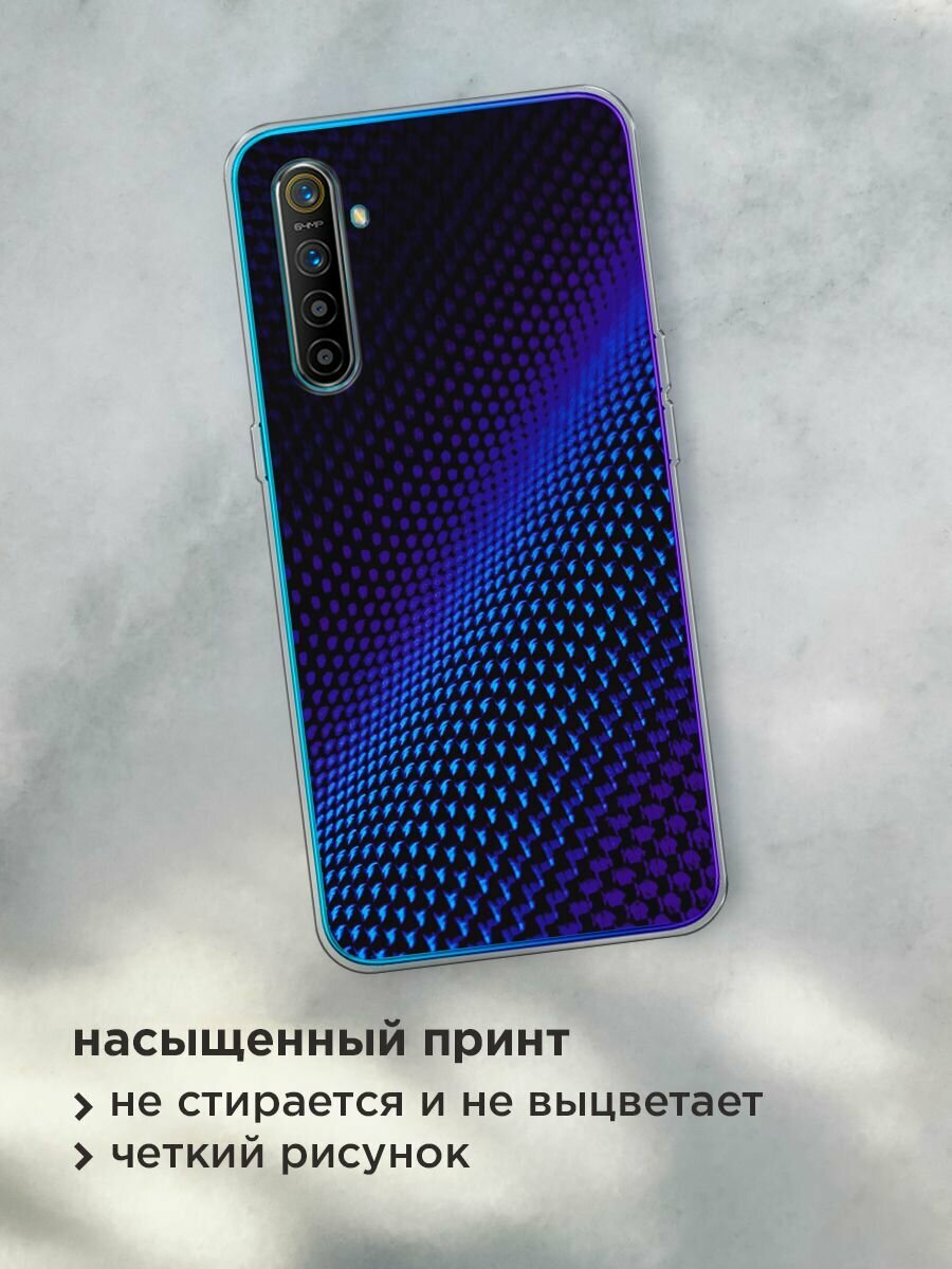 Силиконовый чехол на Realme XT / Реалми XT с принтом "Синий карбон" — фото 1