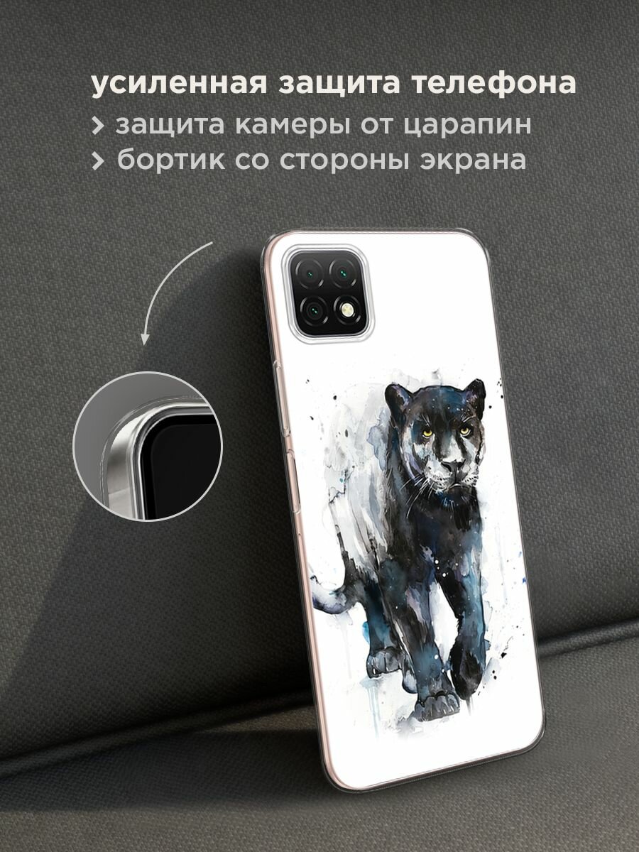 Силиконовый чехол на Wiko T3 / Вико Т3 с принтом "Пантера арт 3" — фото 1