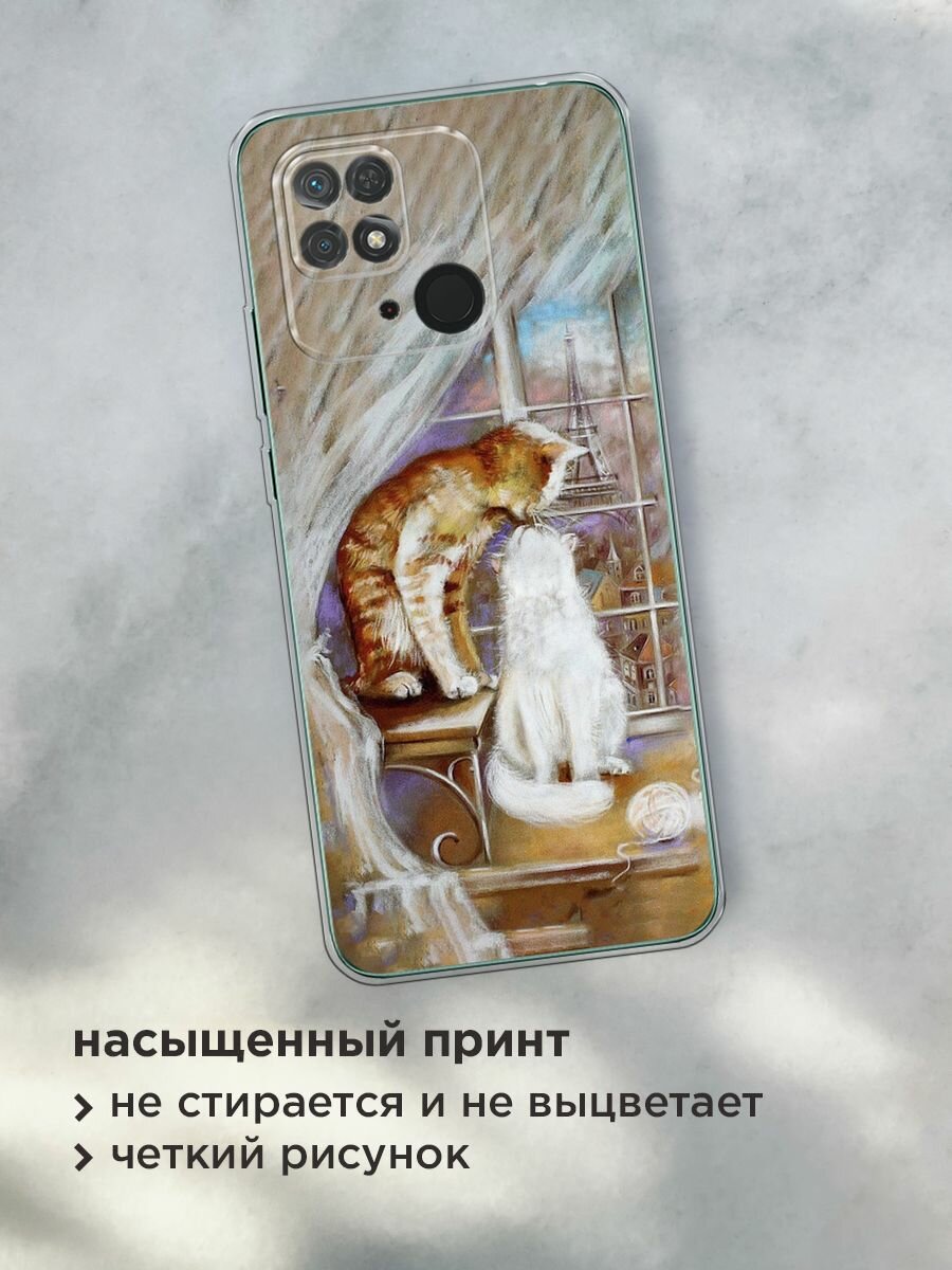 Чехол на Xiaomi Redmi 10C / Сяоми Редми 10C с принтом "Влюбленные котики 1" — фото 1