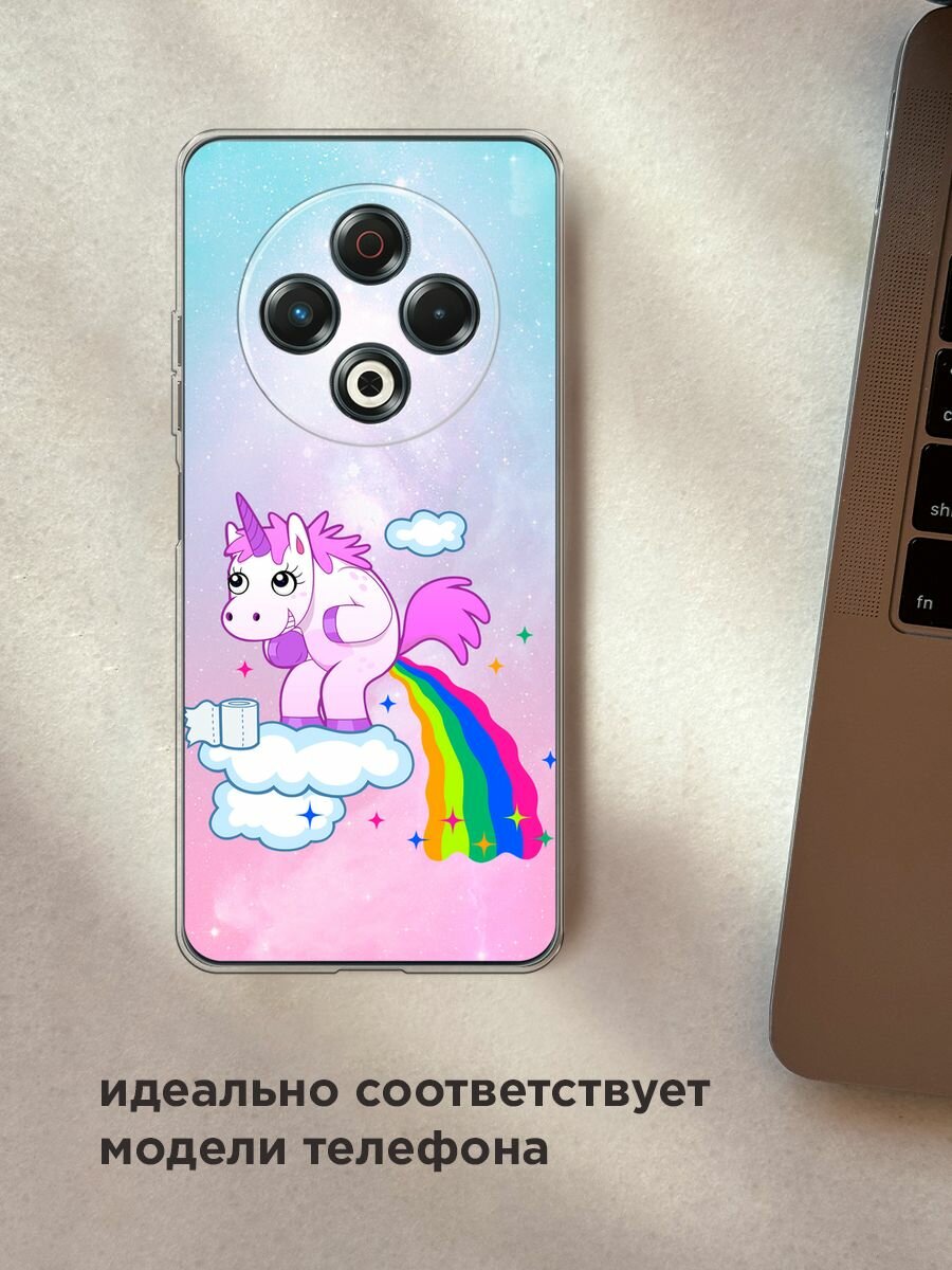 Чехол на Tecno Spark 30 / Текно Спарк 30 с принтом "Единорог какает" — фото 1