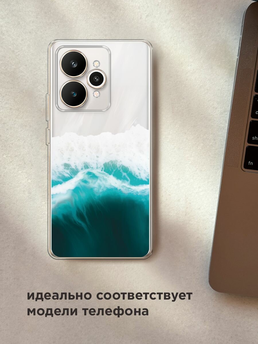 Чехол на Realme 15 / Реалми 15 с принтом "Большая волна", прозрачный — фото 1