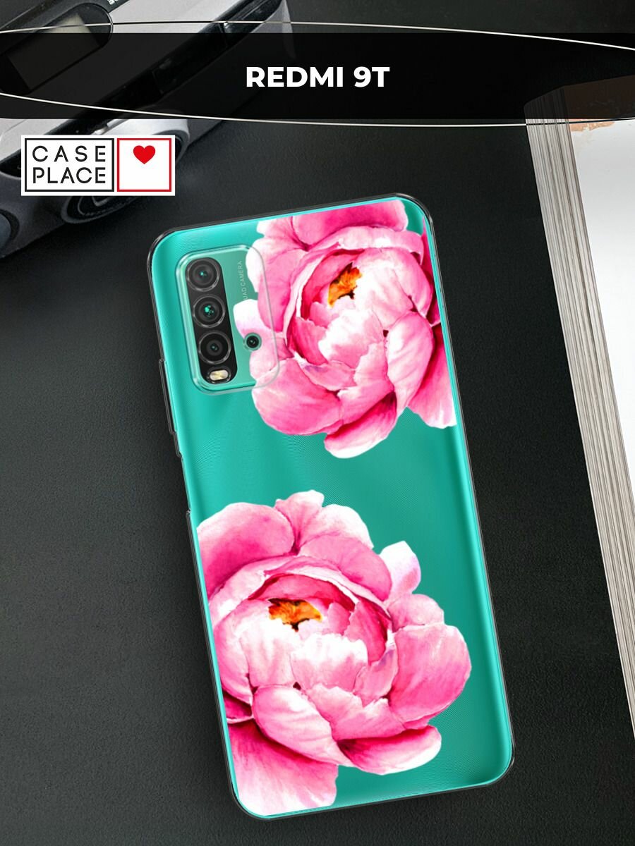 Чехол на Xiaomi Redmi 9T / Сяоми Редми 9Т с принтом "Open peonies", прозрачный