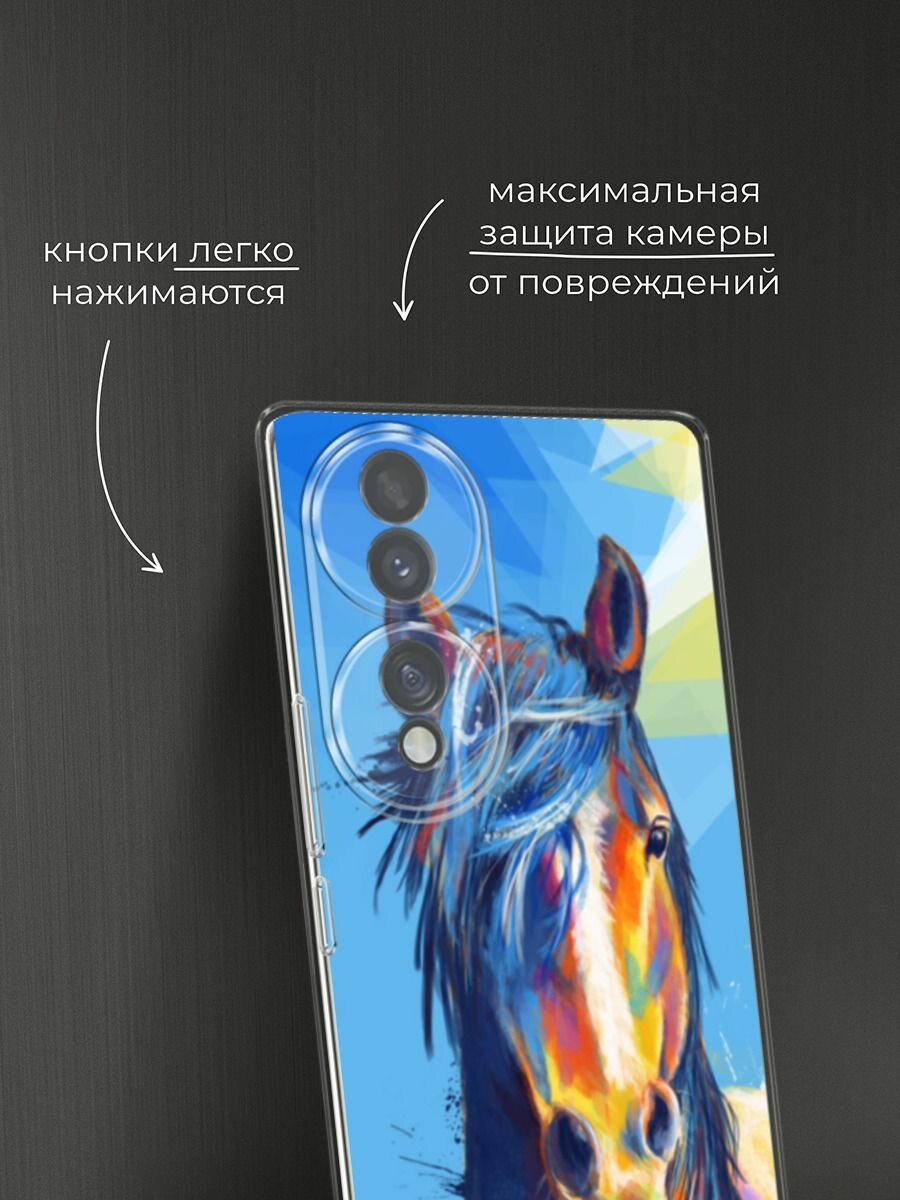 Силиконовый чехол на Honor 70 / Хонор 70 с принтом "Лошадь арт 3" — фото 1