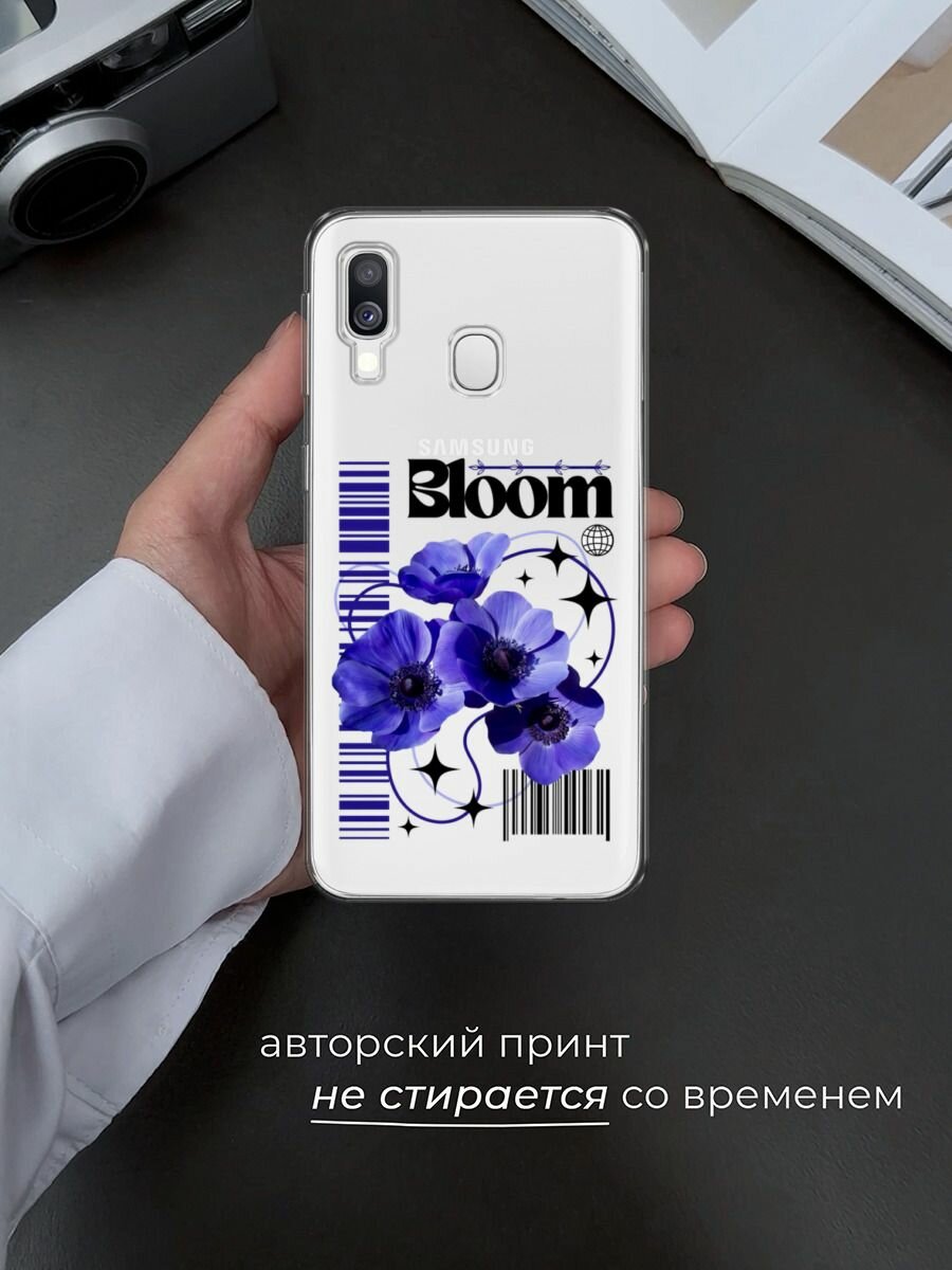 Чехол на Samsung Galaxy A40 / Самсунг Галакси А40 с принтом "Завораживающие анемоны", прозрачный — фото 1