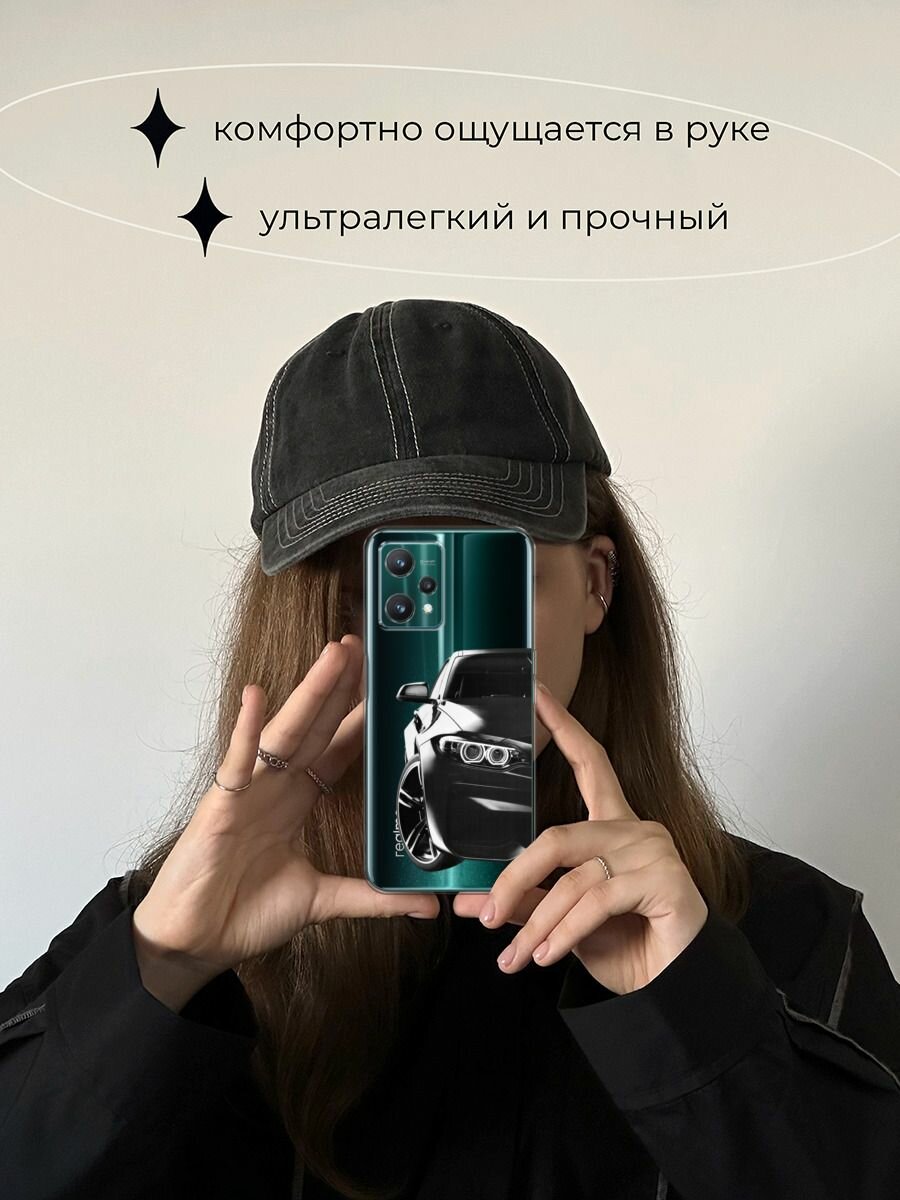 Чехол на Realme 9 Pro/9 5G / Реалми 9 Про/ 5G с принтом "Крутая черная машина", прозрачный — фото 1