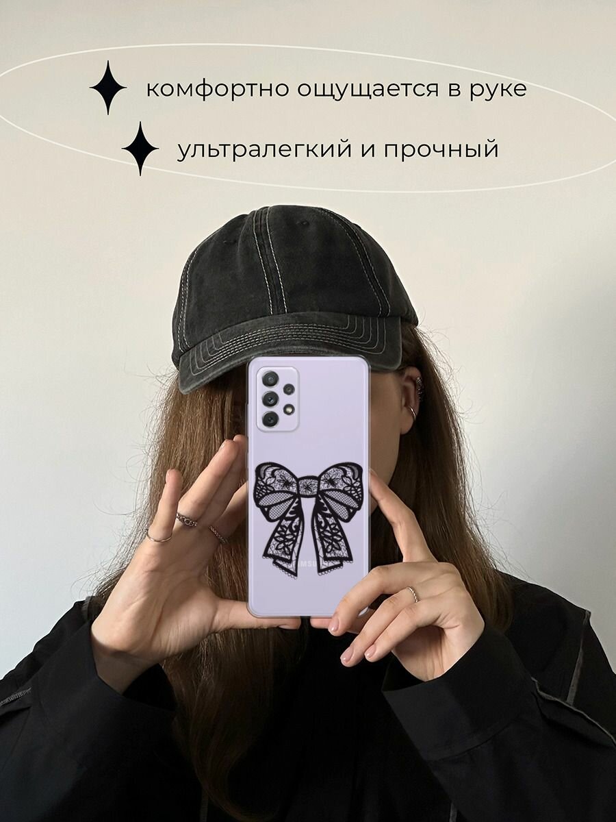 Чехол на Samsung Galaxy A73 / Самсунг Галакси А73 с принтом "Черный сетчатый бант 2" — фото 1