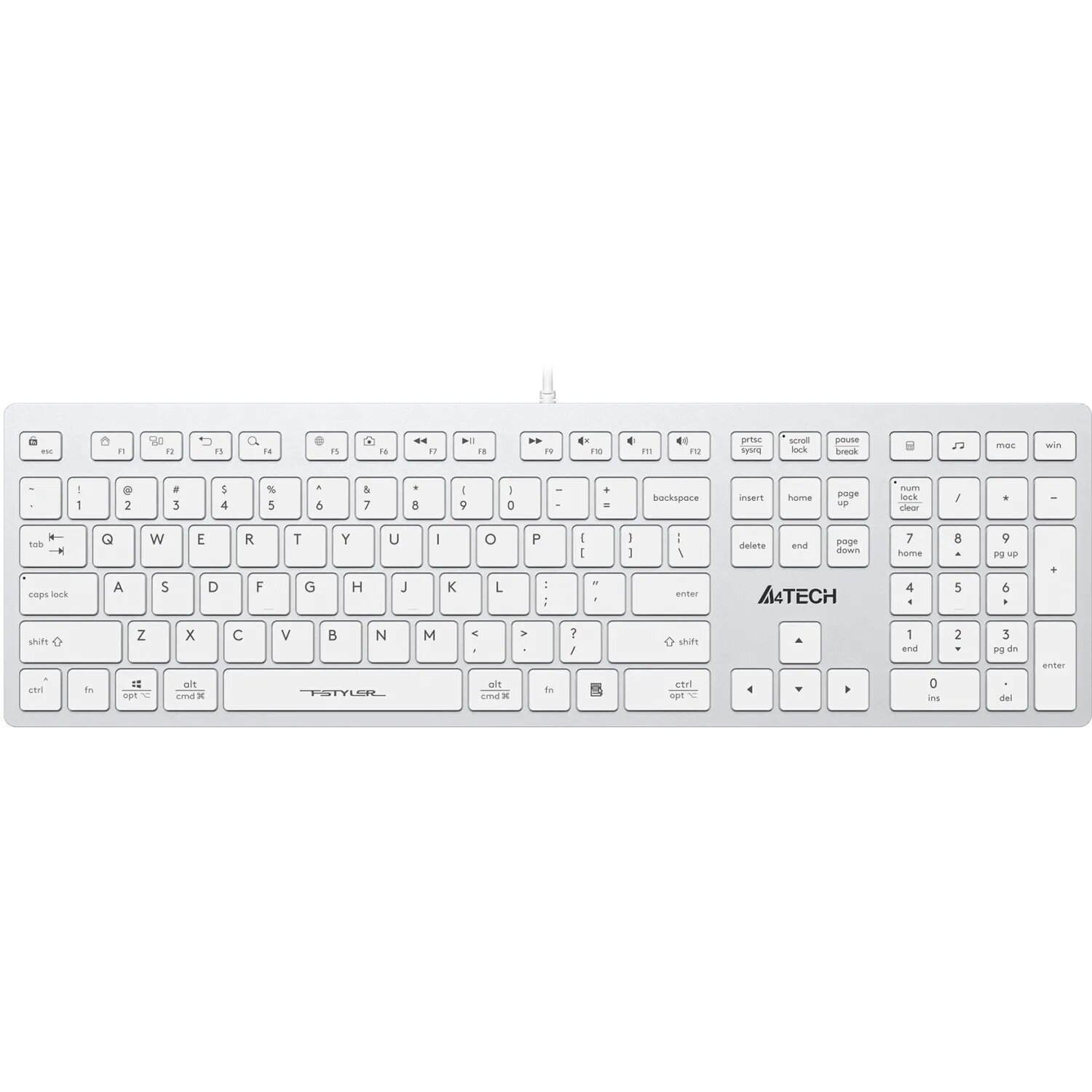 Клавиатура A4Tech Fstyler FX50, белая, USB slim Multimedia