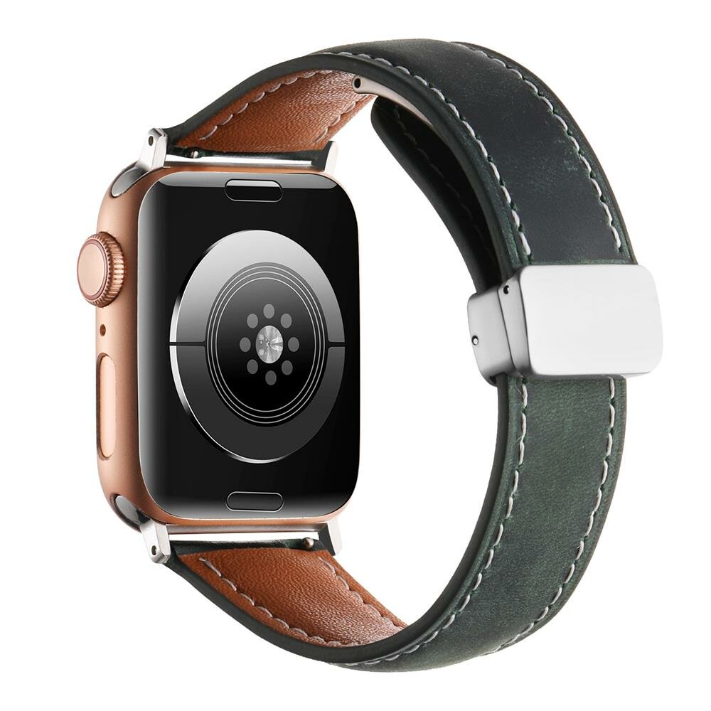 Кожаный Ремешок Для Часов С Магнитной Пряжкой И Рисунком Crazy Horse, для Apple Watch 10-42мм, IWatch 41мм 40мм 38мм
