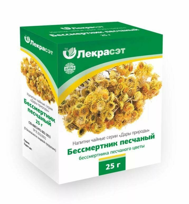 Чайный напиток Лекра-СЭТ бессмертник песчаный, цветки, 25 г