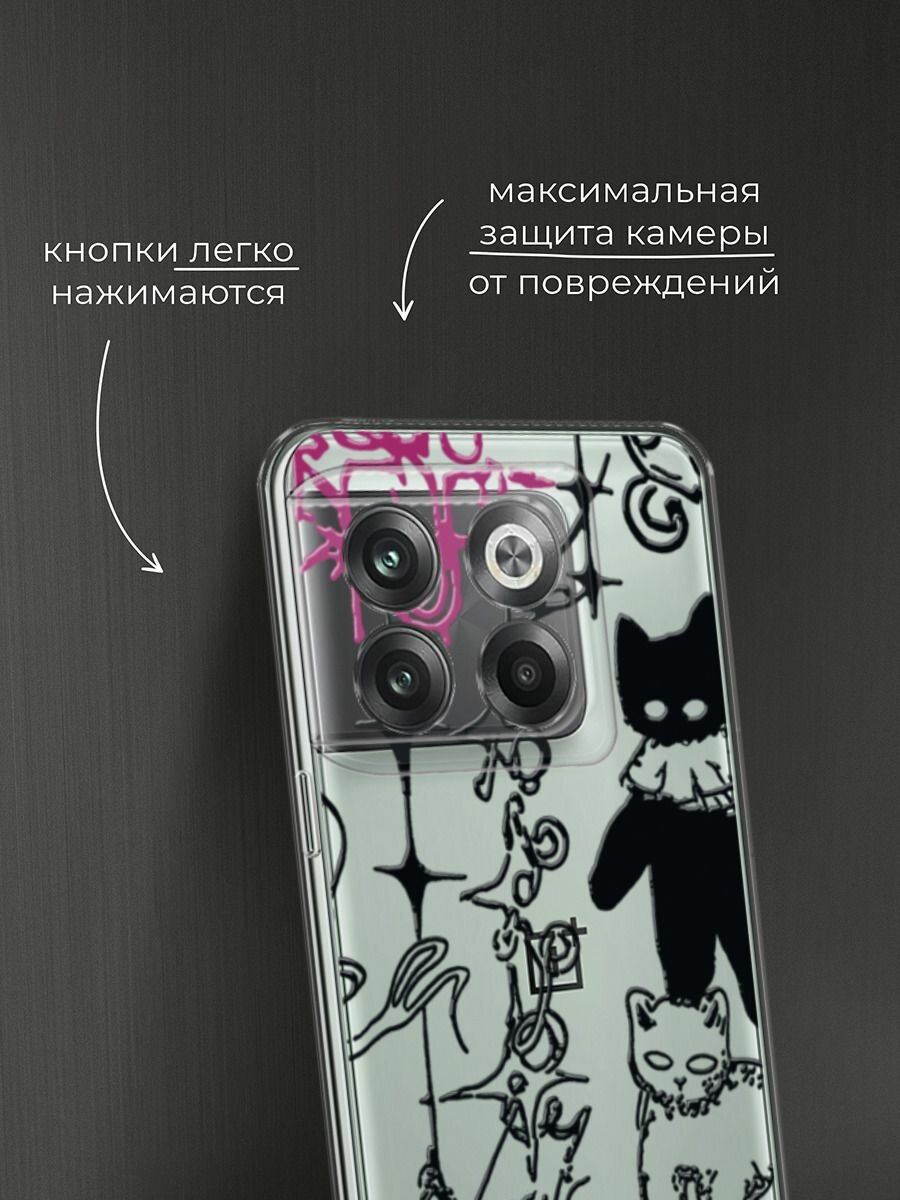 Чехол на OnePlus 10T / Ван плюс 10T с принтом "Готические котики" — фото 1