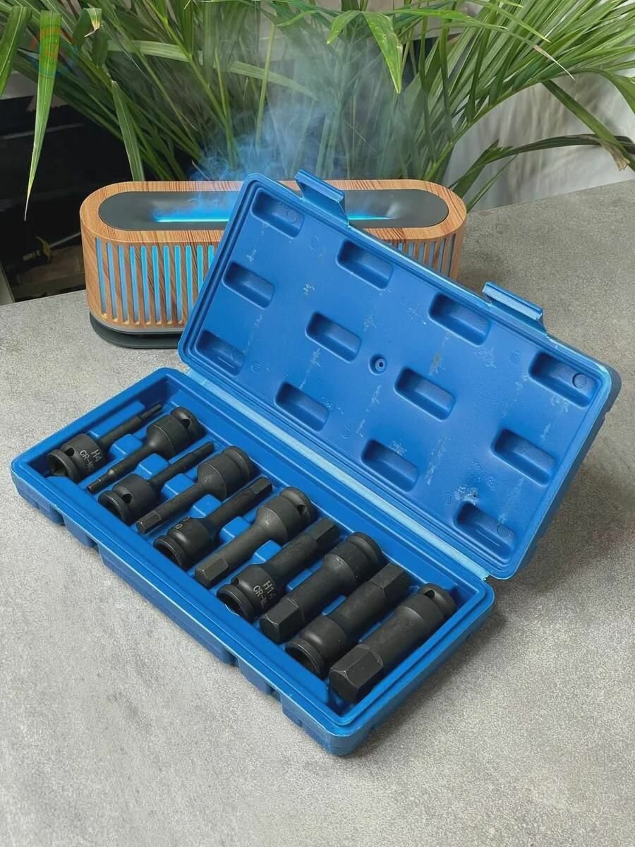 Ударные шестигранники 1/2 дюйма набор из 10 штук для гайковерта универсальный инструмент для крепежа в кейсе