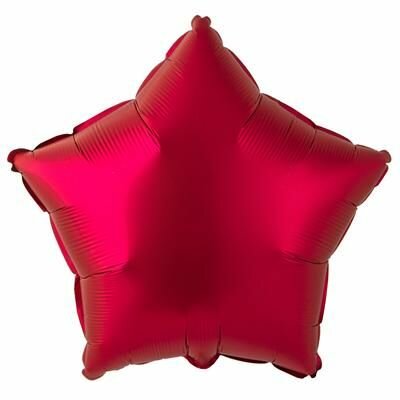 Воздушный шар GRABO "Звезда", без рисунка, Сатин Cherry, 18 дюймов
