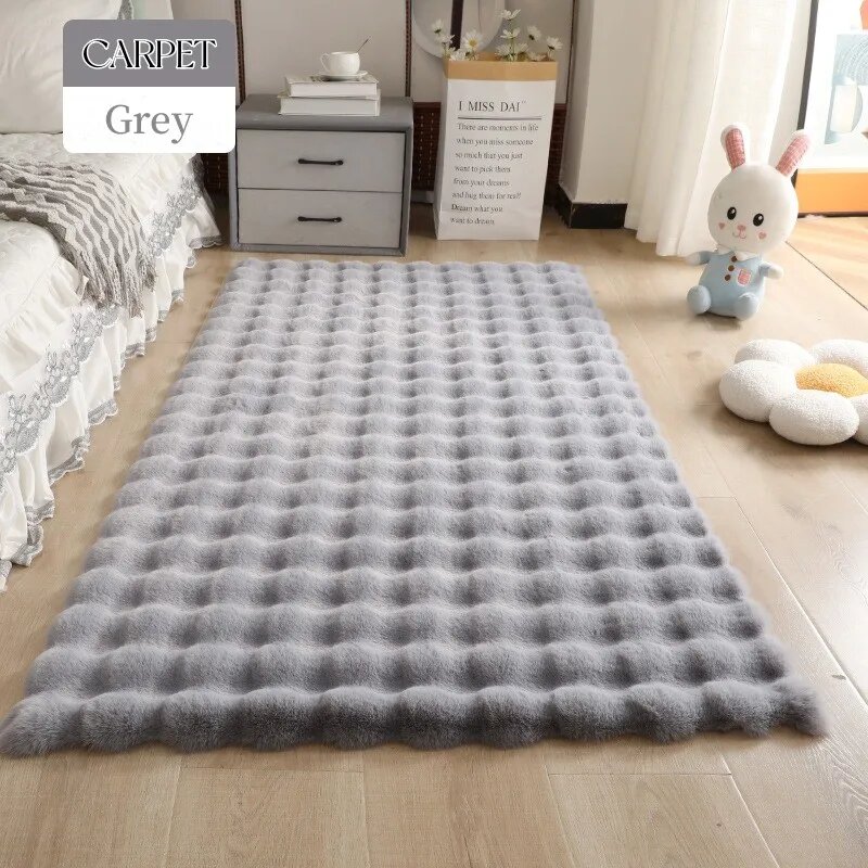 Пушистый коврик из полиэстера для спальни Серый, 90X60CM, 1PC GRAY