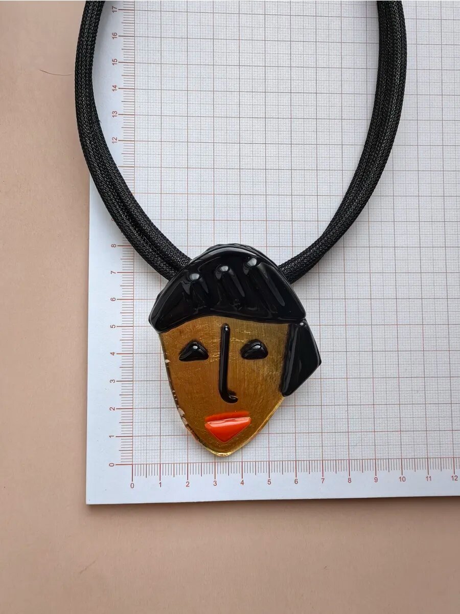 Колье P.J. MURANO, стекло, муранское стекло, красный, желтый, бежевый, черный — фото 1