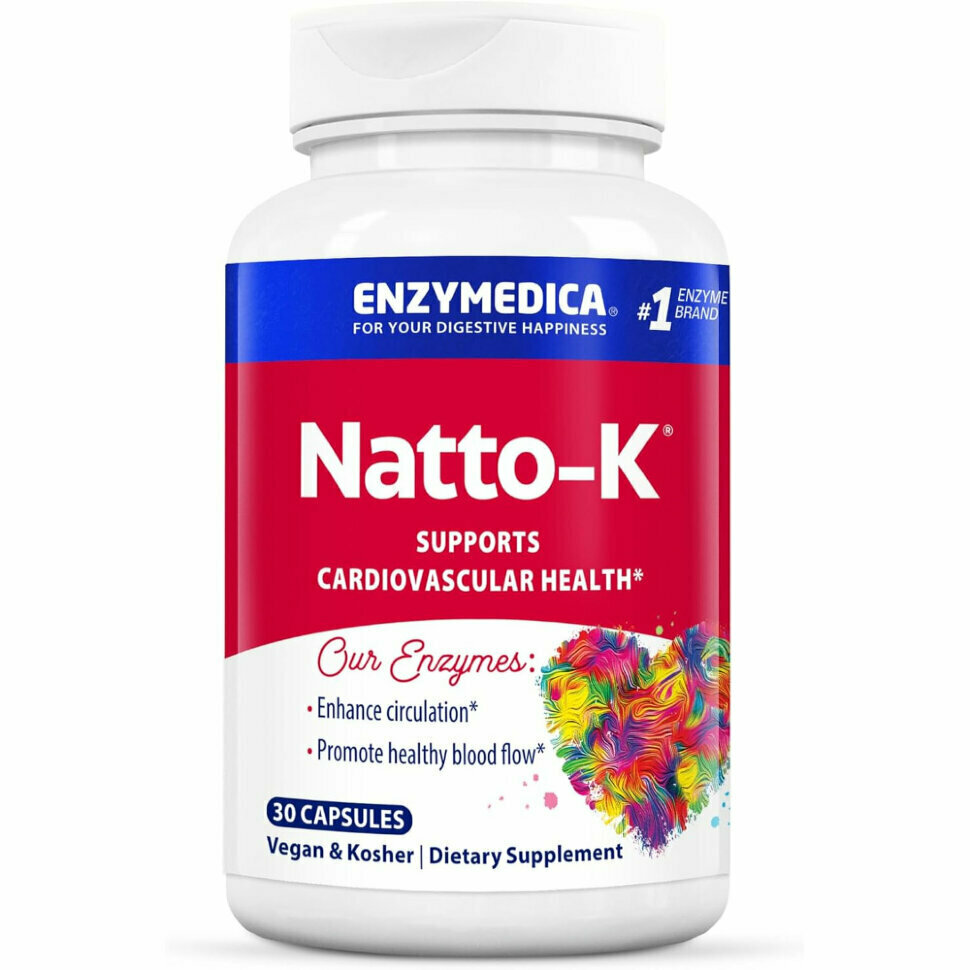 Enzymedica для сердечно-сосудистой системы, Natto-K 30 капсул