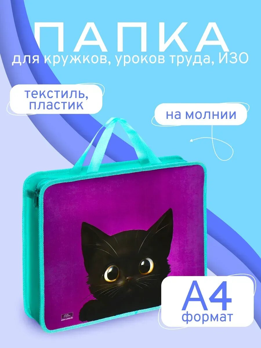 Папка с ручками Котик черный