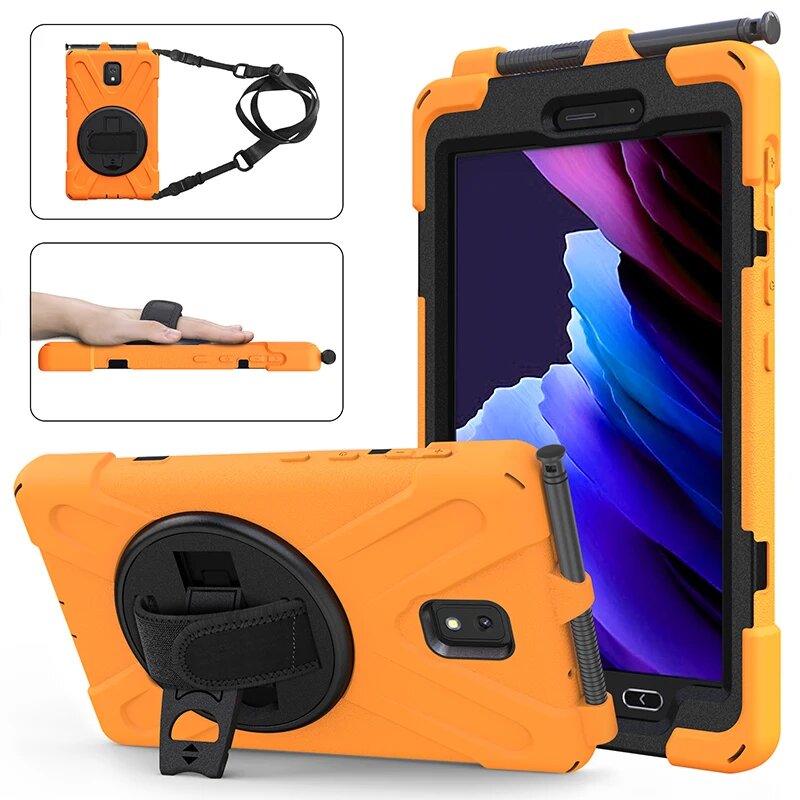 Чехол для Samsung Galaxy Tab Active 3, 8 дюймов, 2020 T570 T575 T577, чехол-подставка, держатель, плечевой ремень, вращение на 360 градусов, чехол, Orange, For Tab Active 3