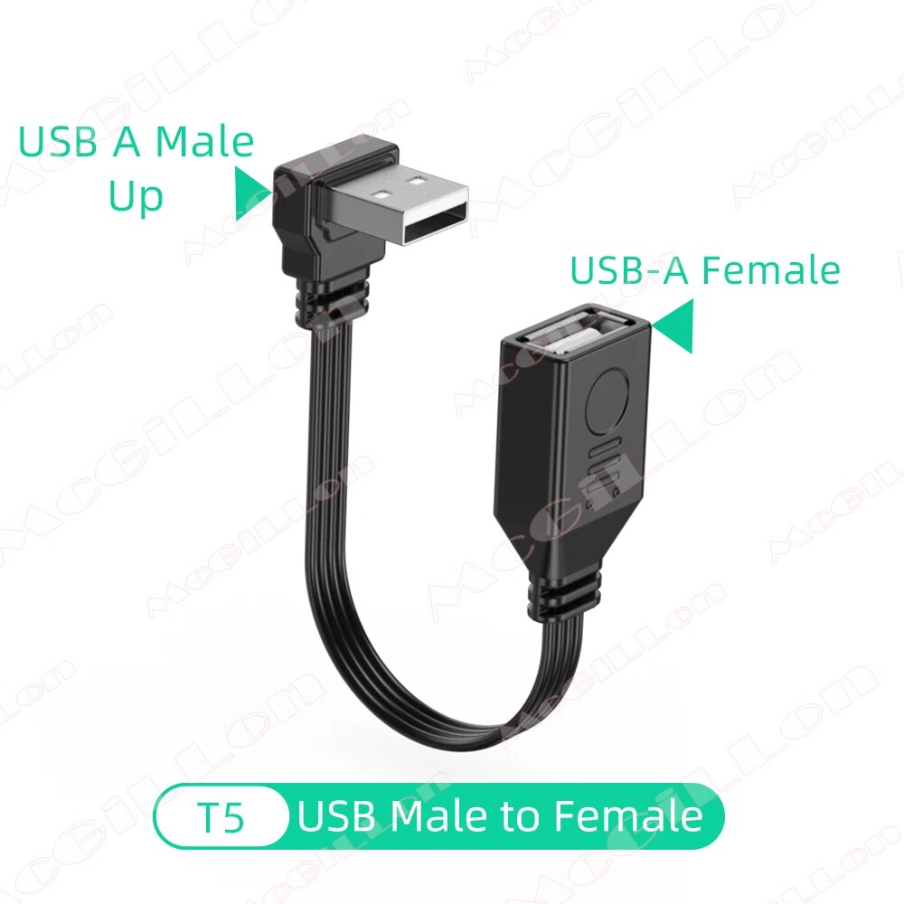 USB A папа-мама, 15см, T5, угол 90°