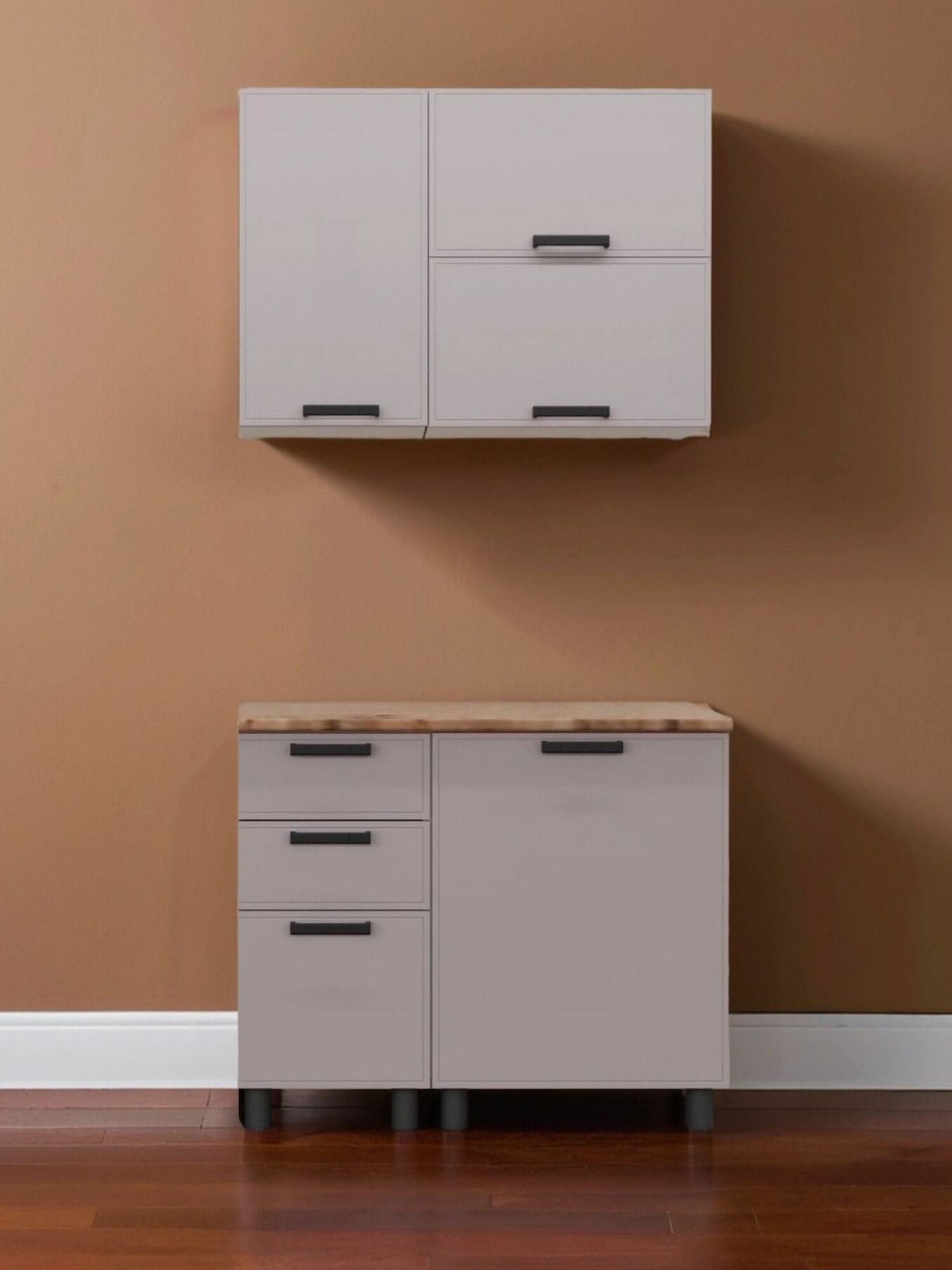 ARNIKA Кухонный гарнитур 1 метр, Кашемир, скоба черный, сонома