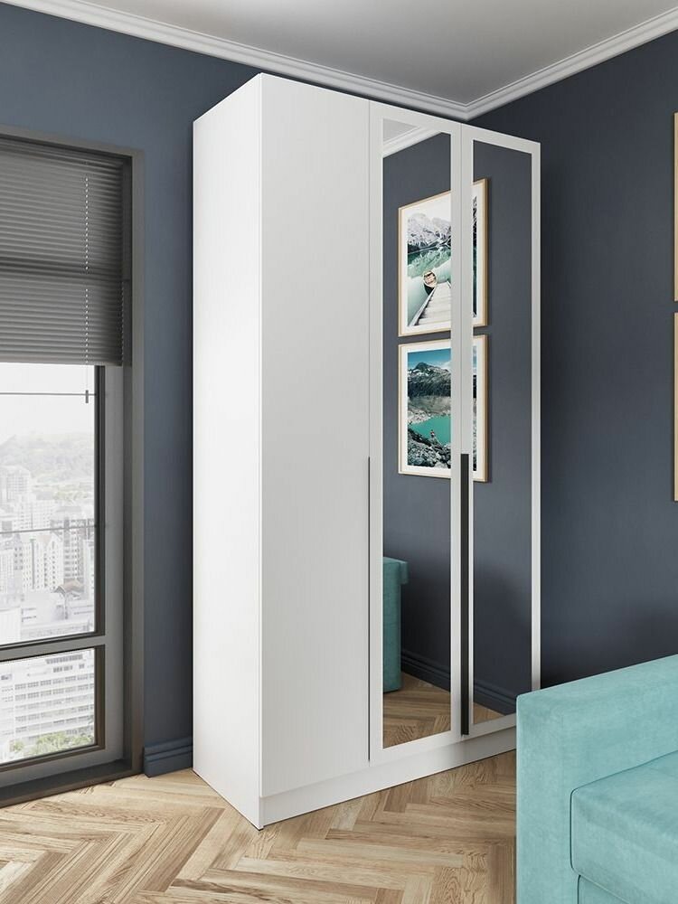 Шкаф для одежды с зеркалом ARNIKA Мадрид 120 см, 120х230х54 см, распашной, белый