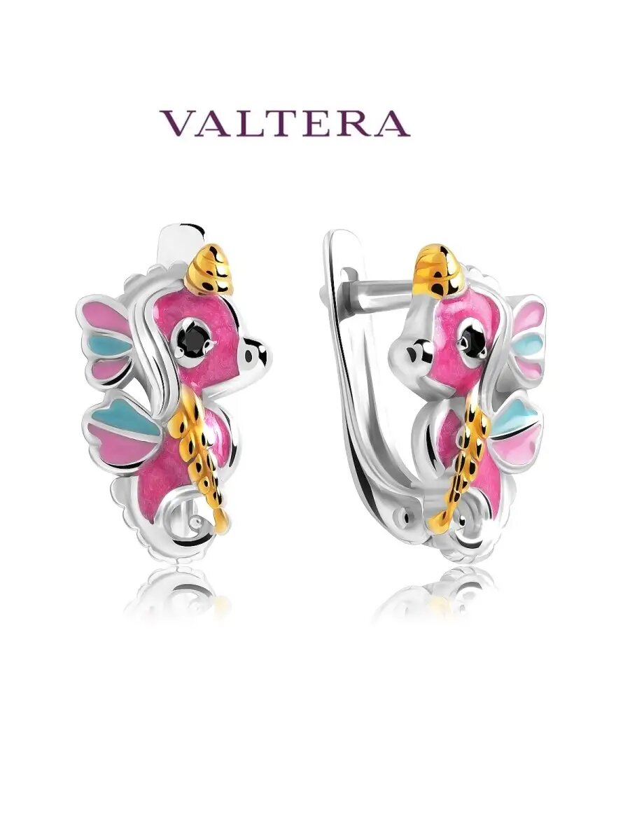 Серьги, серебро, 925 проба, эмаль