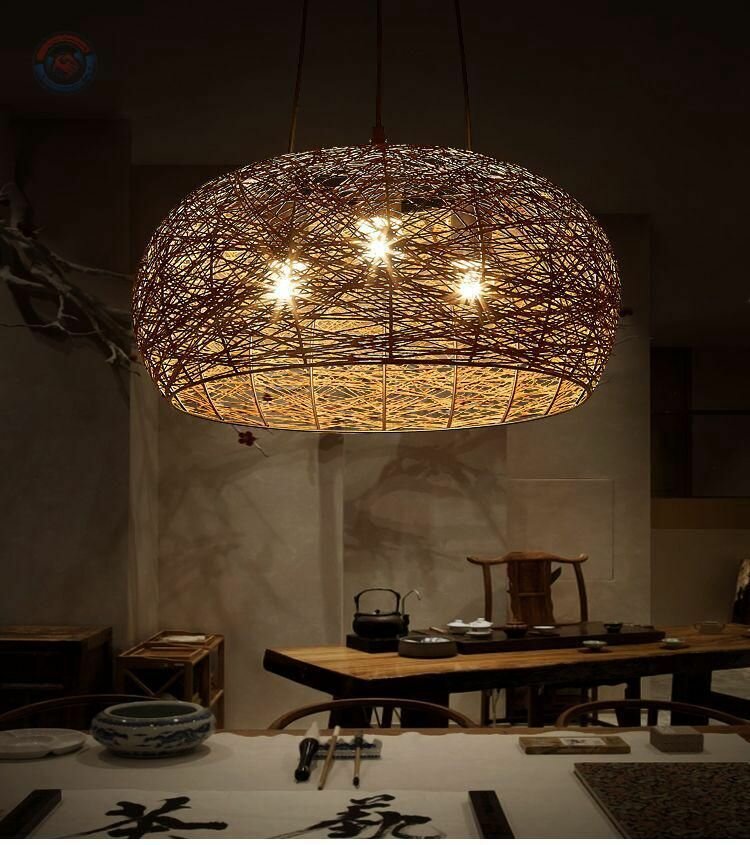 Соломенная люстра ручной работы из конопляного шпагата, экологичное освещение для кухни и гостиной, влагостойкий плетеный светильник с антикоррозийным покрытием
